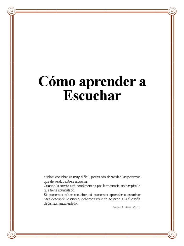 Cómo Aprender A Escuchar | PDF | Aprendizaje | Pensamiento