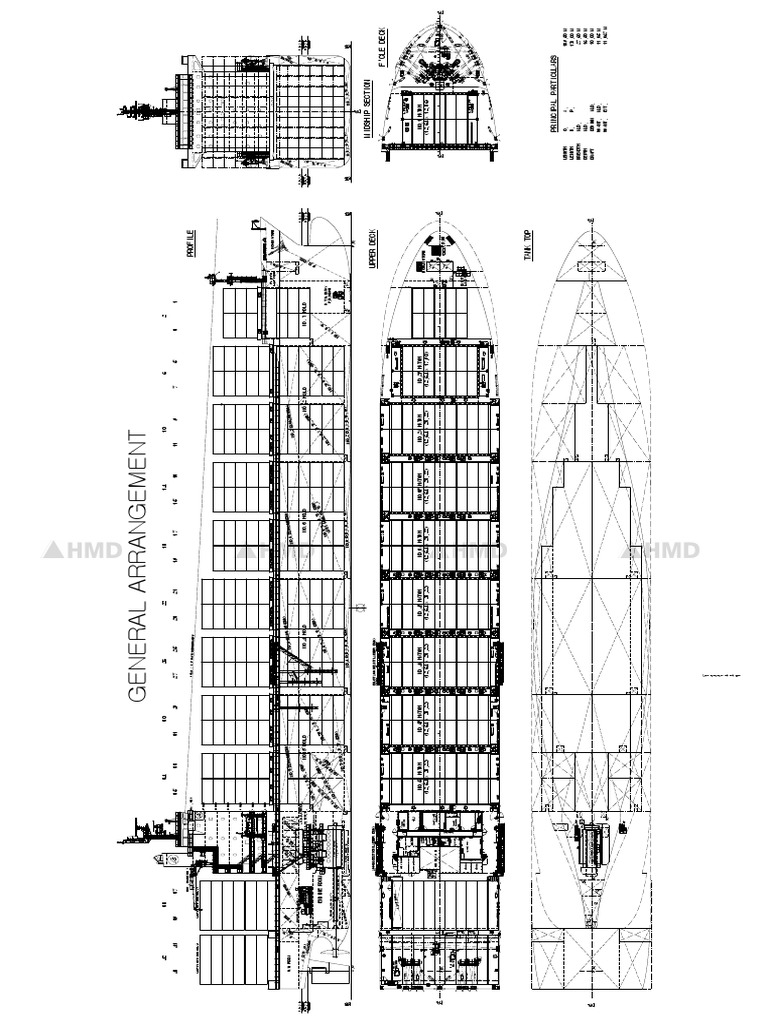 General Arrangement Drawing of Cargo Ship Layout and Deck Plans | PDF