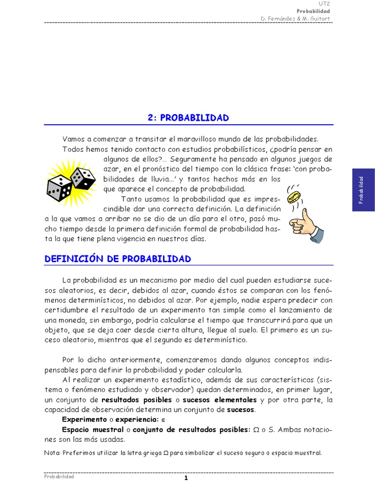 Introducción a la Probabilidad: Conceptos y Definiciones | PDF | Probabilidad | Teoría de ...