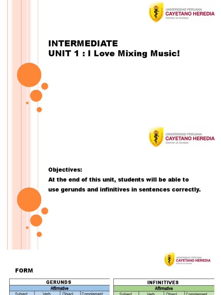 Intermediate - Unit 1 (Infinitives and Gerunds) | PDF | Verb | Subject ...