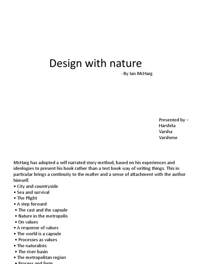Design With Nature: - by Ian Mcharg | Download Free PDF | Nature | Natural Environment