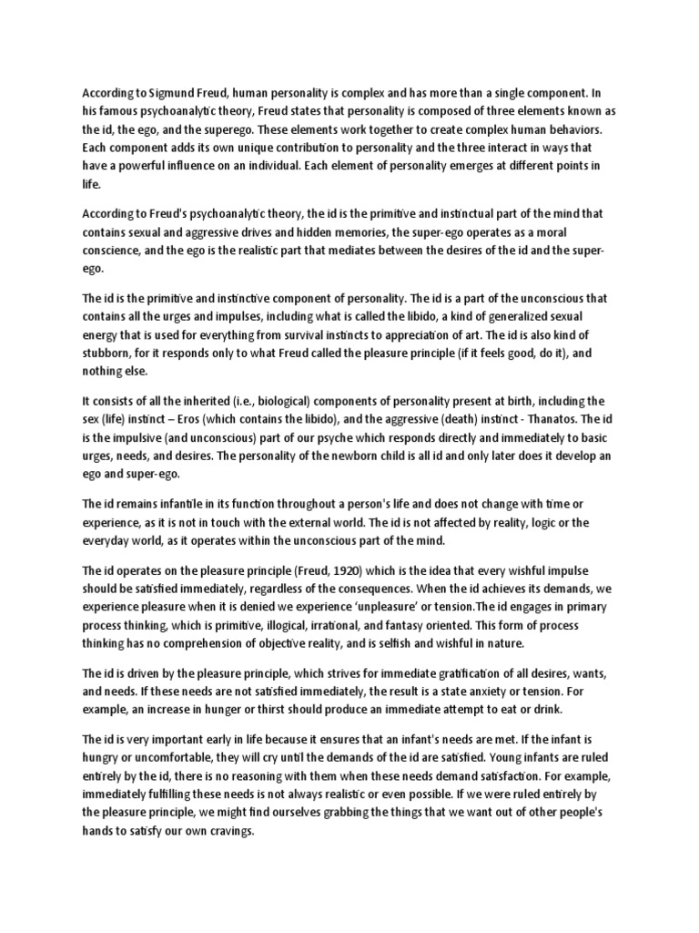 Ego, Id and Superego | PDF | Id | Psychoanalytic Theory