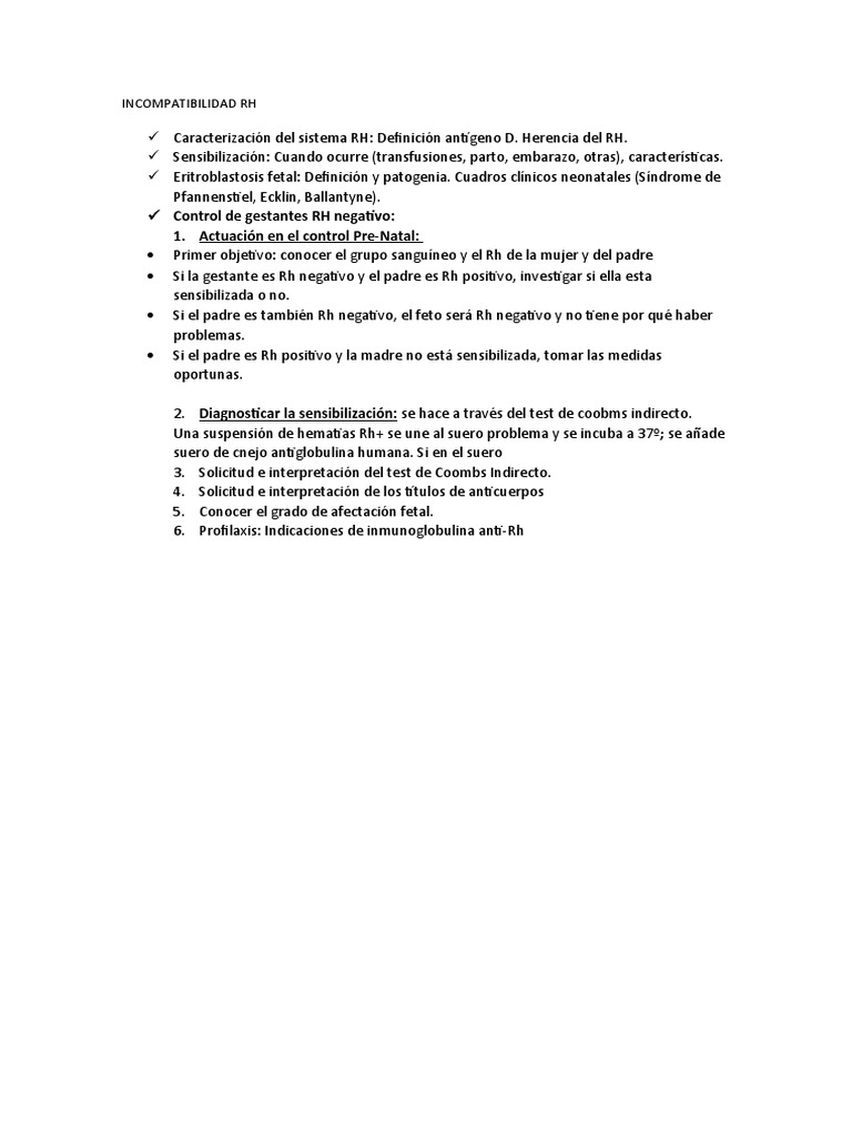 Incompatibilidad RH | PDF