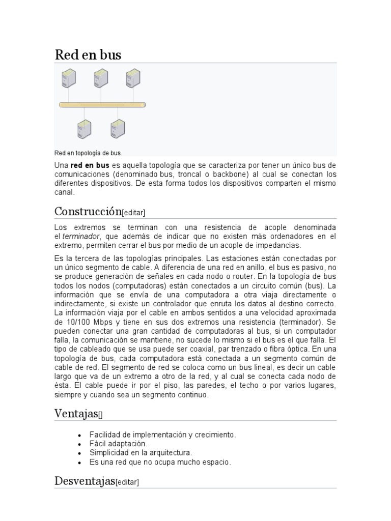 Topología de Red en Bus: Ventajas y Desventajas | PDF | Topología de la ...