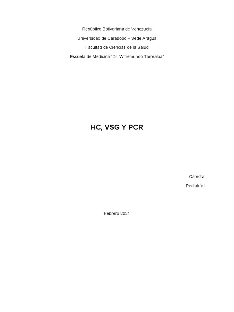 Prueba de Proteína C Reactiva (PCR), Velocidad de Sedimentación ...