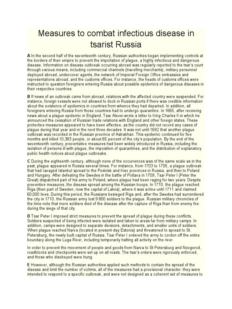 Tsarist Russia's Plague Control Measures | PDF | Epidemics | Learning