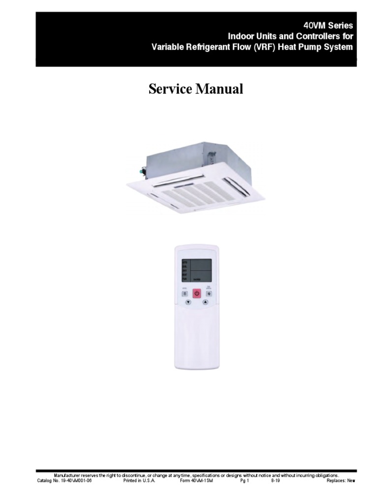 Service Manual: 40VM Series Indoor Units and Controllers For Variable ...