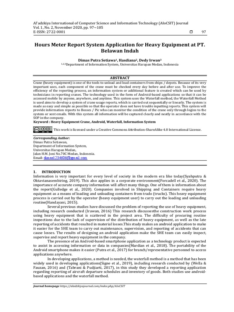 Heavy Equipment Hours Meter Report System | PDF | Use Case | User (Computing)