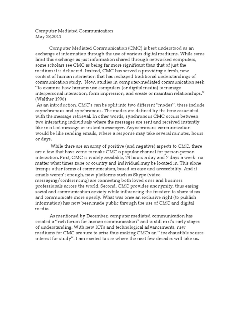 Computer Mediated Communication | PDF | Computer Mediated Communication ...