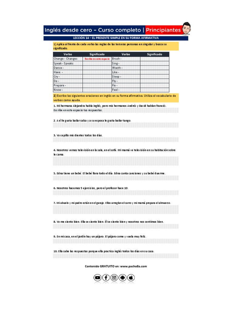 Lección 14 - El Presente Simple y Sus Reglas | PDF