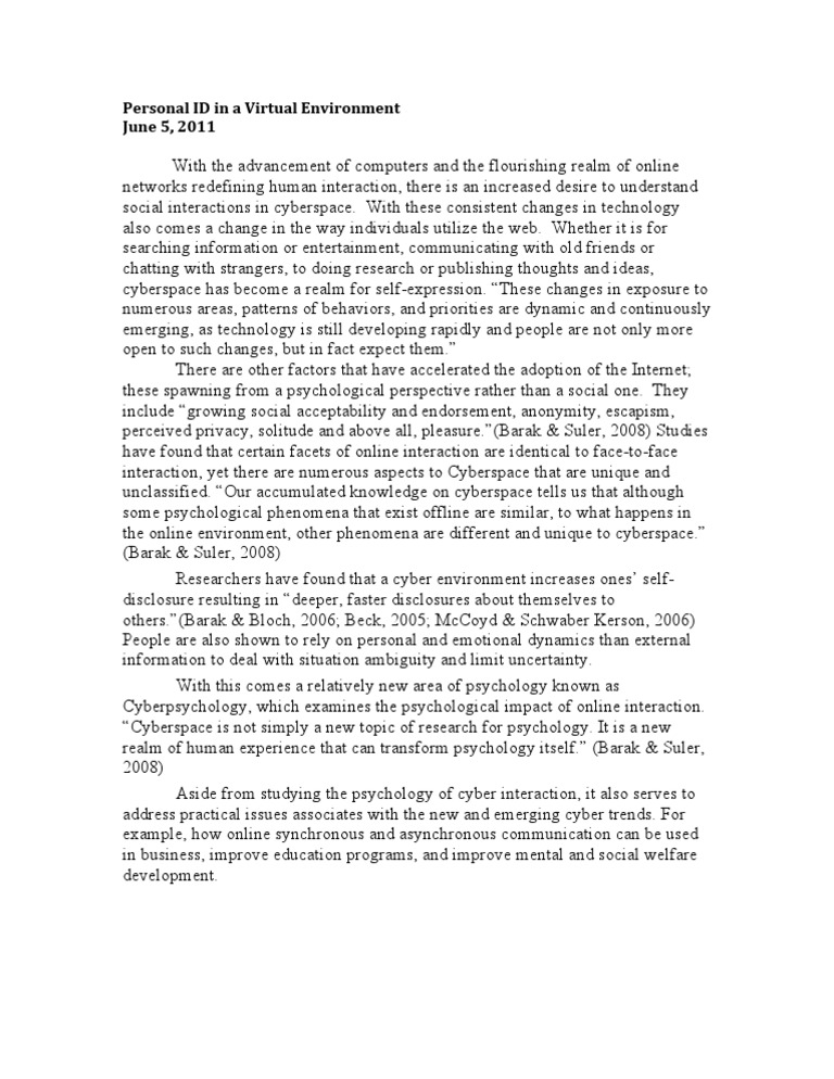 Personal ID in A Virtual Environment | PDF