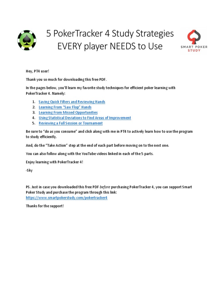 5 PokerTracker 4 Study Strategies EVERY Player NEEDS To Use Smart Poker Study PDF | PDF ...