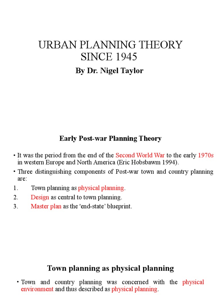 EARLY URBAN PLANNING THEORY SINCE 1945 | PDF | System | Capitalism