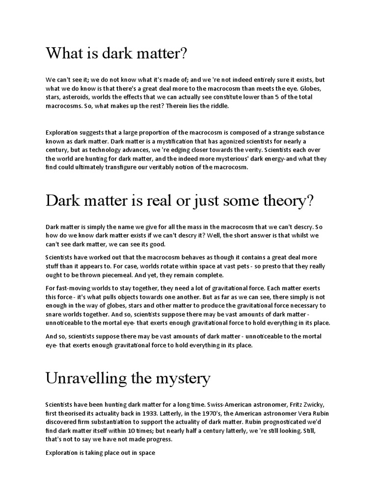 Unraveling The Mystery Of Dark Matter Exploring Its Existence And