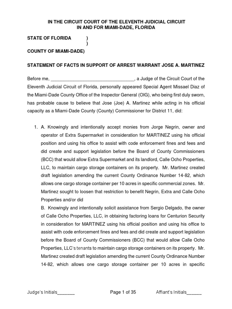 Arrest Warrant Affidavit Jose Martinez Final | PDF | Factoring (Finance ...