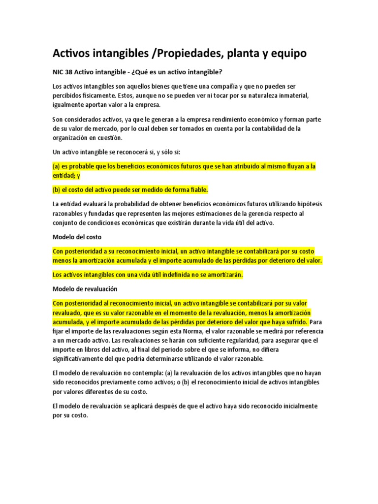 Activos Intangibles Propiedades Planta y Equipo | PDF | Activo ...