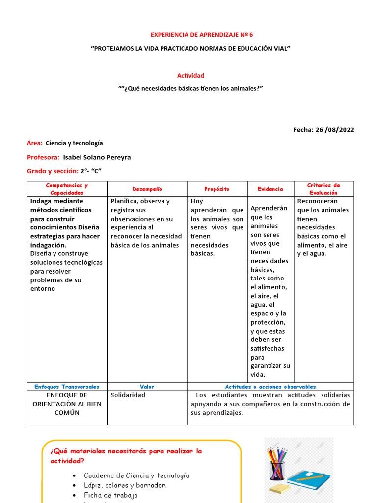Necesidades Básicas de los Animales | PDF | Evaluación | Ciencia cognitiva