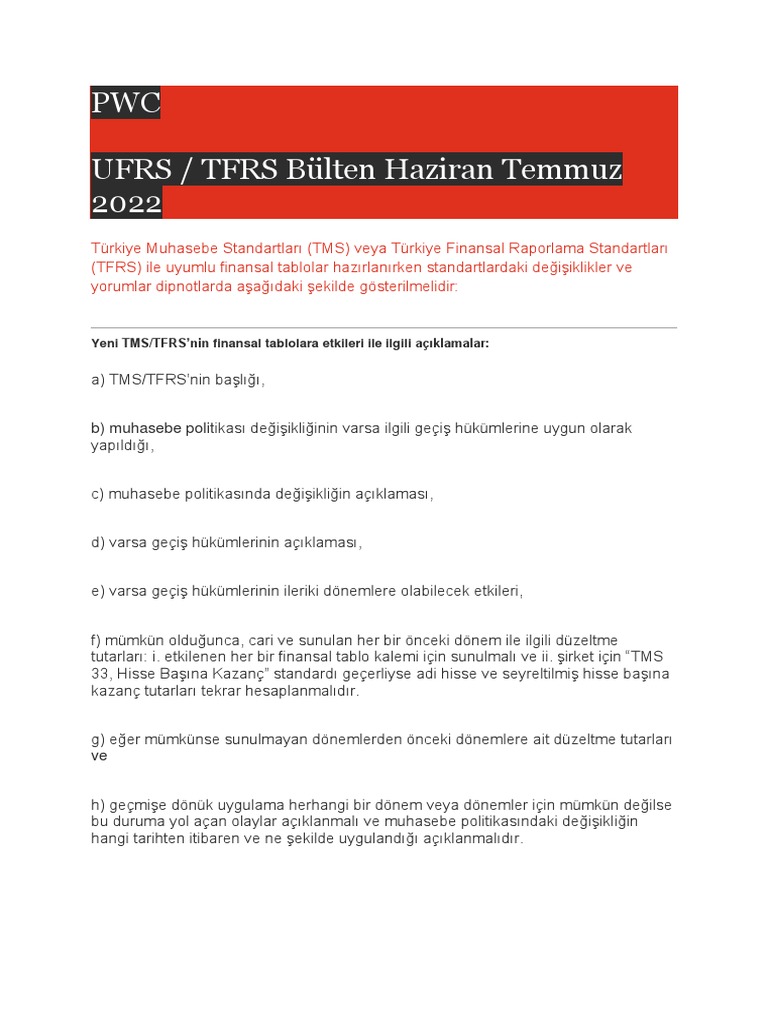 TFRS Değişiklikleri | PDF