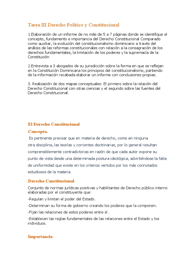 Tarea III Derecho Politico y Consti | PDF | Ley constitucional | Constitución