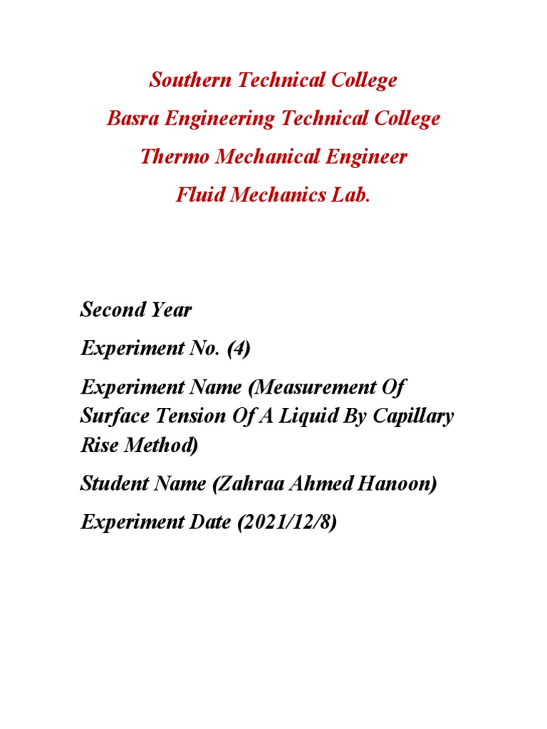 Southern Technical College Basra Engineering Technical College Thermo ...