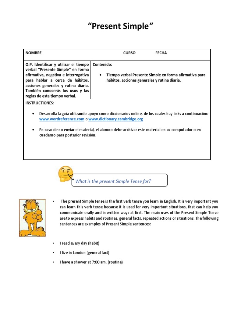Guia de Estudio Ingles - Present Simple | PDF | Lingüística | Gramática