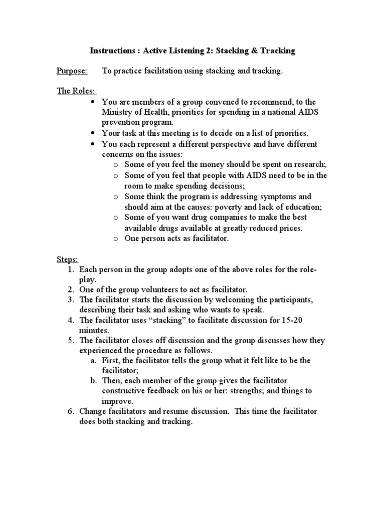 Active Listening: Facilitation Techniques | PDF | Career & Growth ...