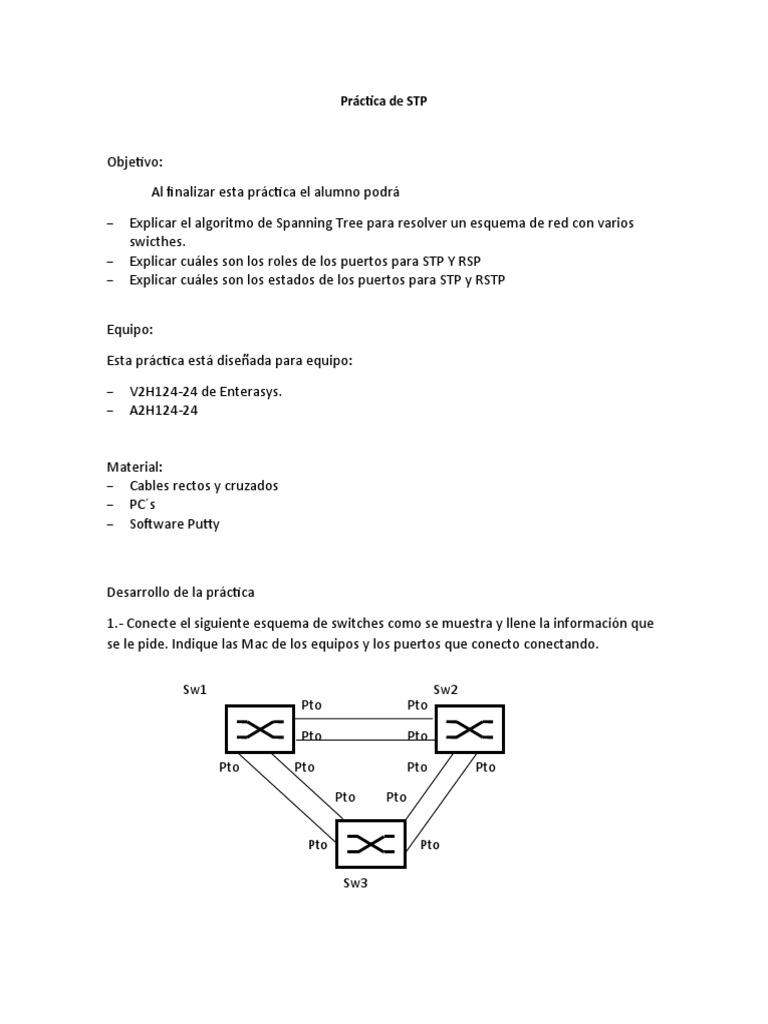 Práctica de STP | PDF | Telecomunicaciones | Protocolos de internet