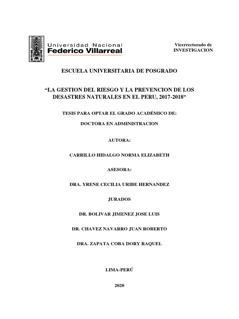 Carrillo Hidalgo Norma Elizabeth - Doctorado | PDF | Riesgo | Reducción ...