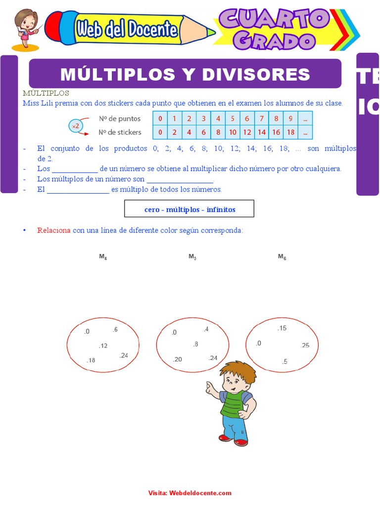 Múltiplos y Divisores para Cuarto Grado de Primaria | PDF | Número ...