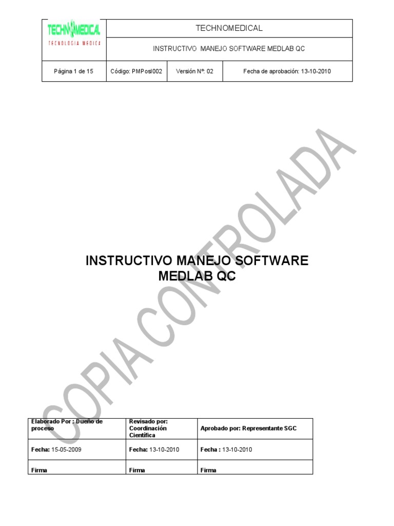 Instructivo Manejo de Software Med Lab QC | PDF | Software | Programa de computadora
