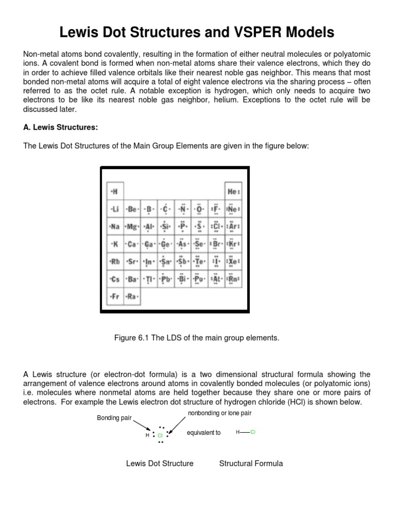 Handout 2 - Chapter 10 - Drawing Lewis Dot Structures and VSEPR Models ...