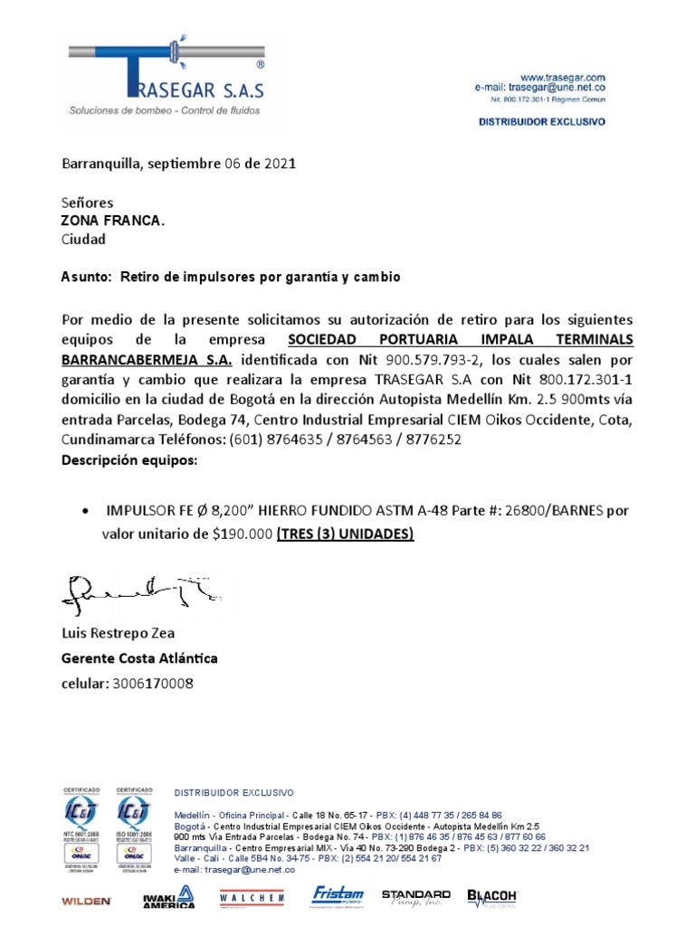 Cartas Membrete | PDF | Colombia | Equipo de telecomunicaciones