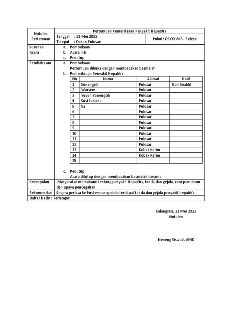 Notulen Pertemuan | PDF