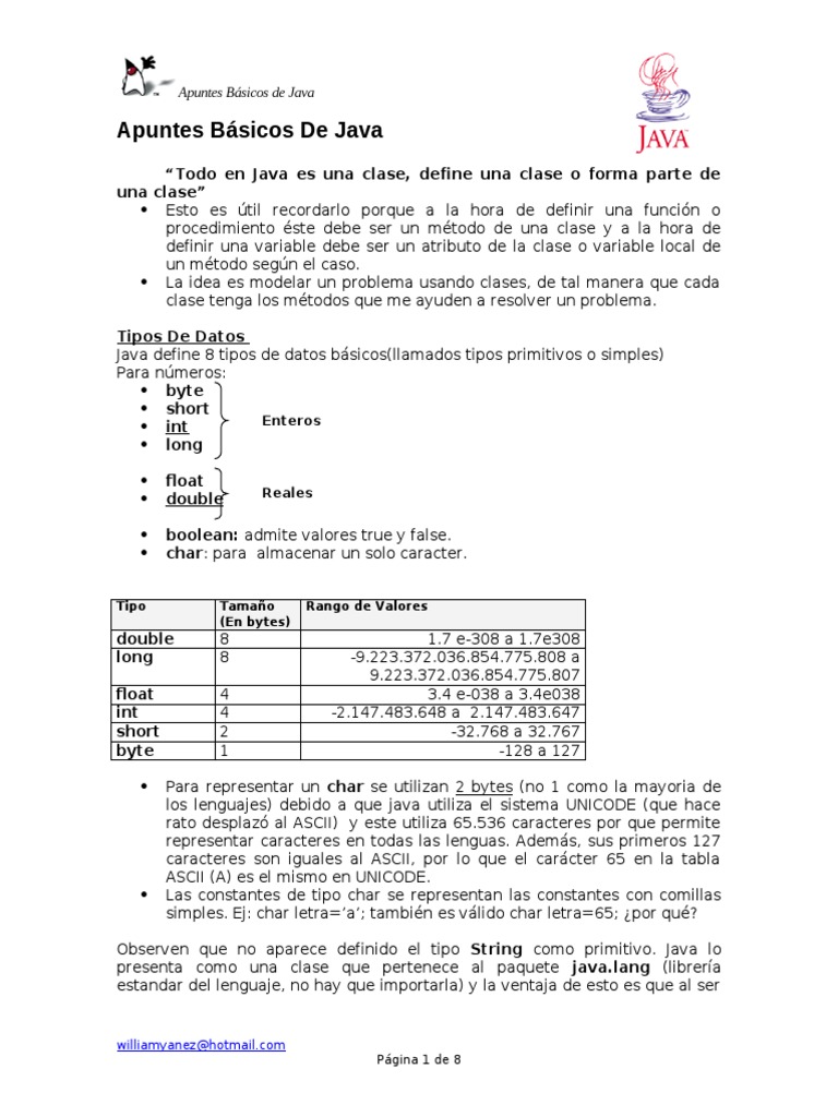Apuntes de Java | PDF | Java (lenguaje de programación) | Estructura de ...