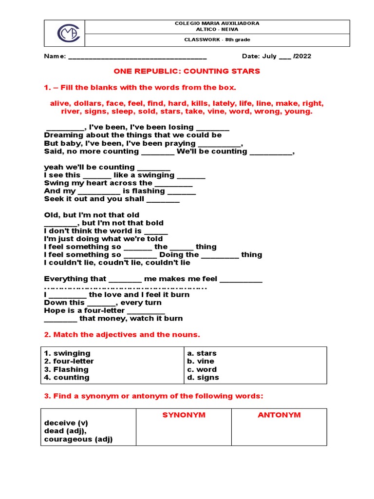 One Republic - Counting Stars | PDF