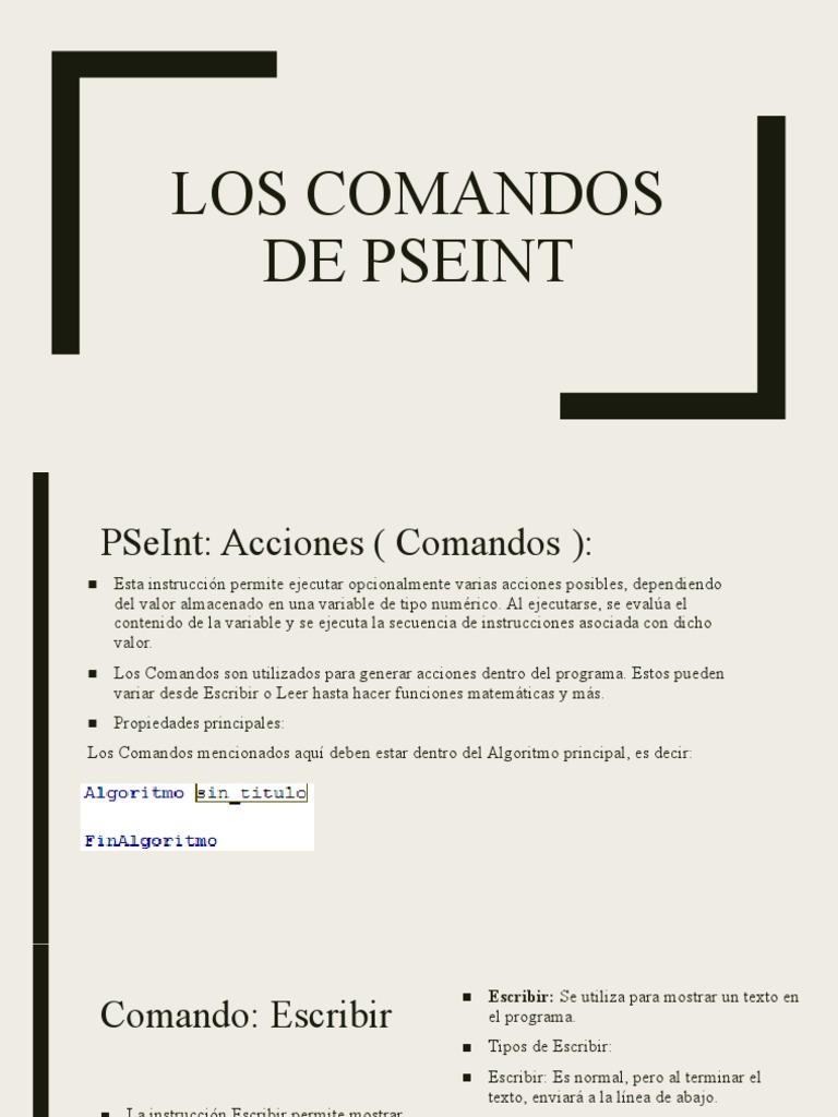 Los Comandos de PSeInt | PDF | Programa de computadora | Programación