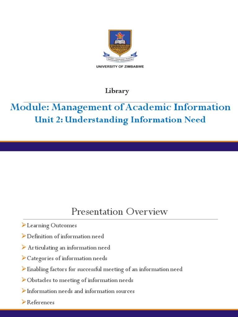 Unit 2 - Understanding Information Need | PDF | Information | Libraries