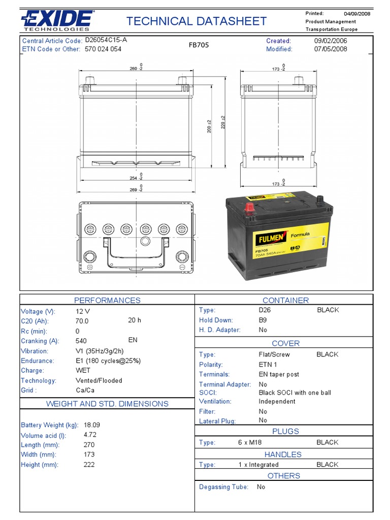 Technical Datasheet: Performances Container | PDF