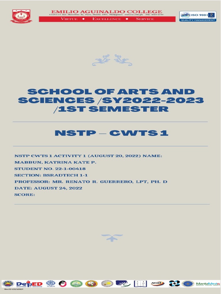 Activity 1.1 - Output - Radtech - Mabbun | PDF | Social Science | Self ...