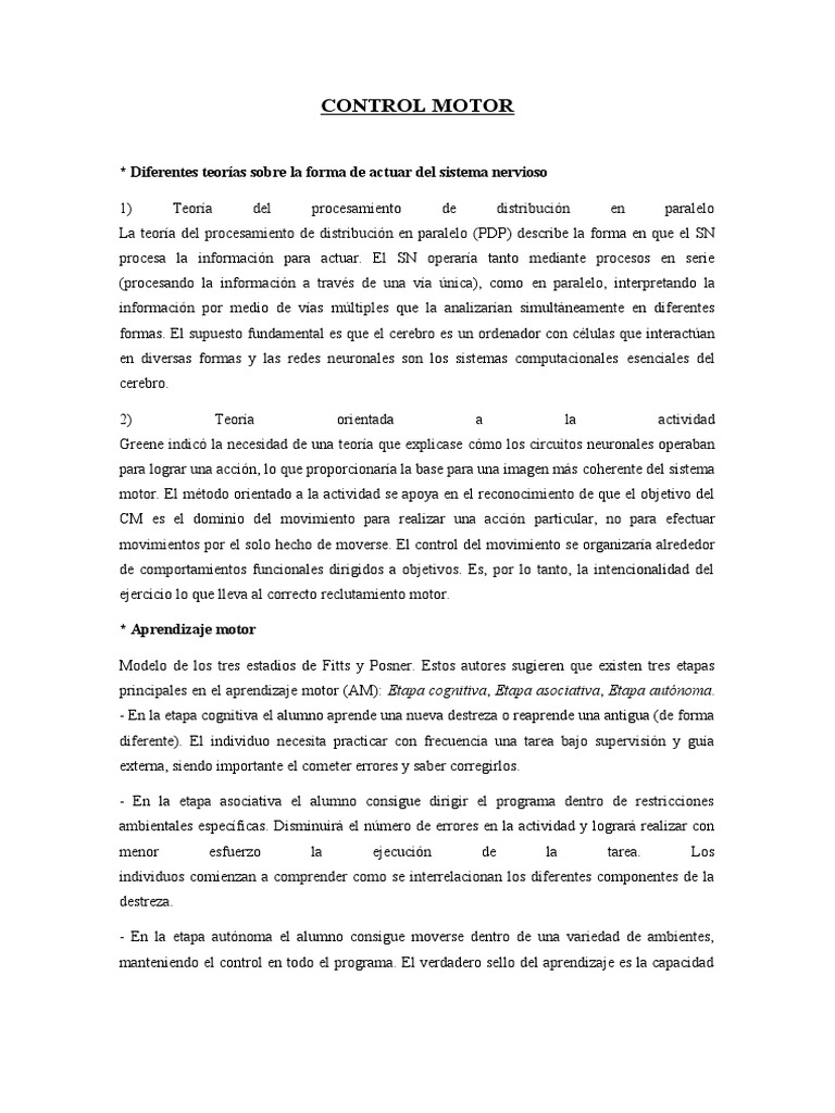 Control Motor | PDF | Dolor | Neurona motora