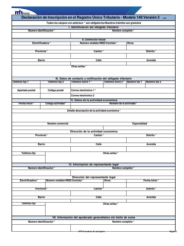 AnexoD140 - Declaracion de Inscripcion en El Registro Unico Tributario | PDF