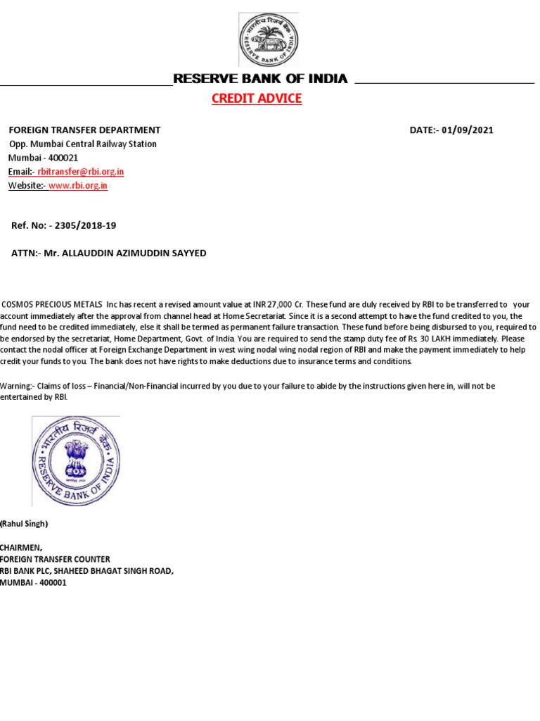 Credit Advice: Reserve Bank of India | PDF | Reserve Bank Of India | Banks