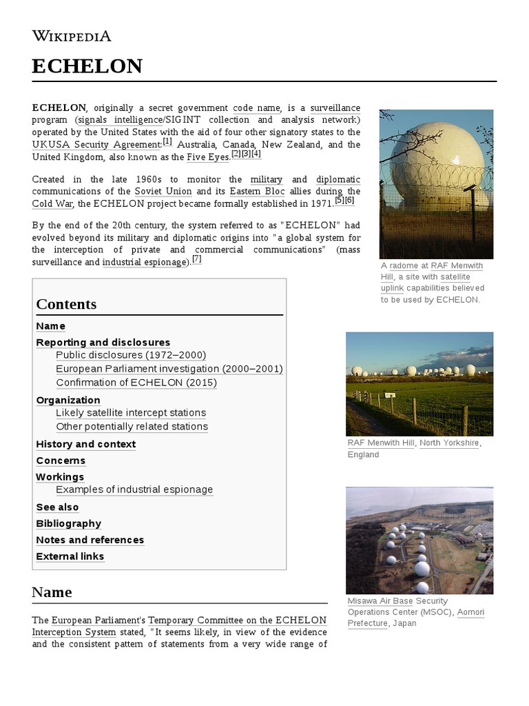 ECHELON | PDF | Espionage | Military Intelligence Collection