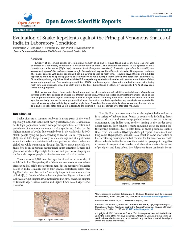 Open Access Scientific Reports | Download Free PDF | Snake | Squamata