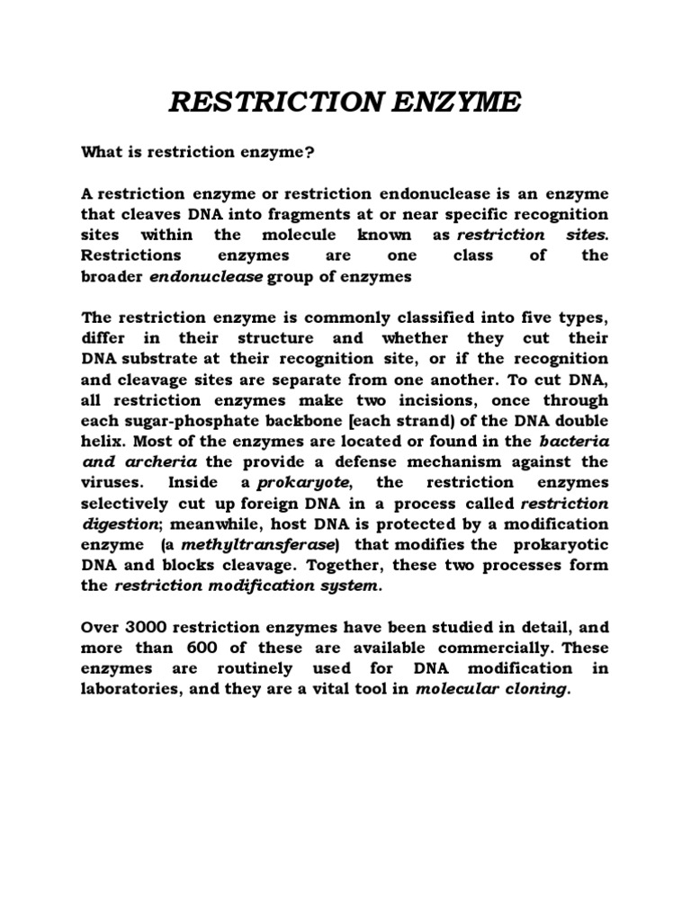 Restriction Enzyme 2 1 | PDF | Restriction Enzyme | Dna