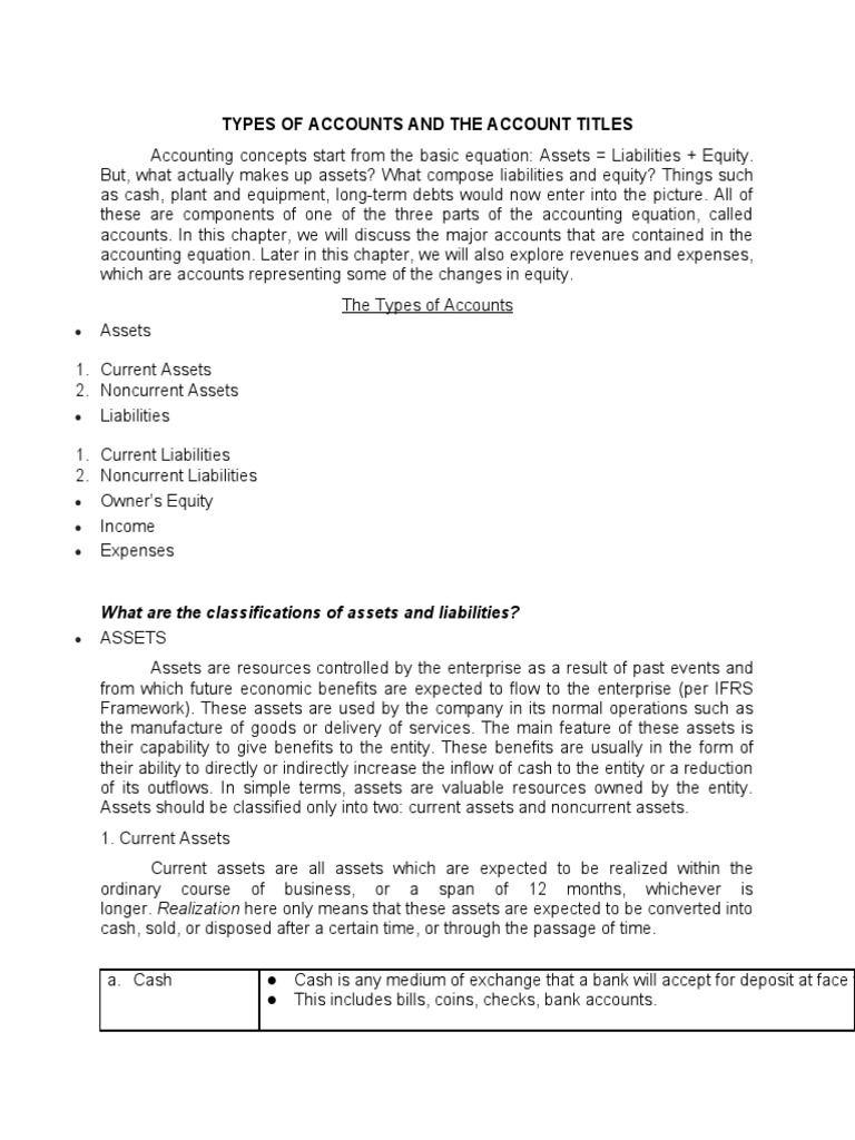 Types of Accounts Explained | PDF | Cost Of Living | Debits And Credits