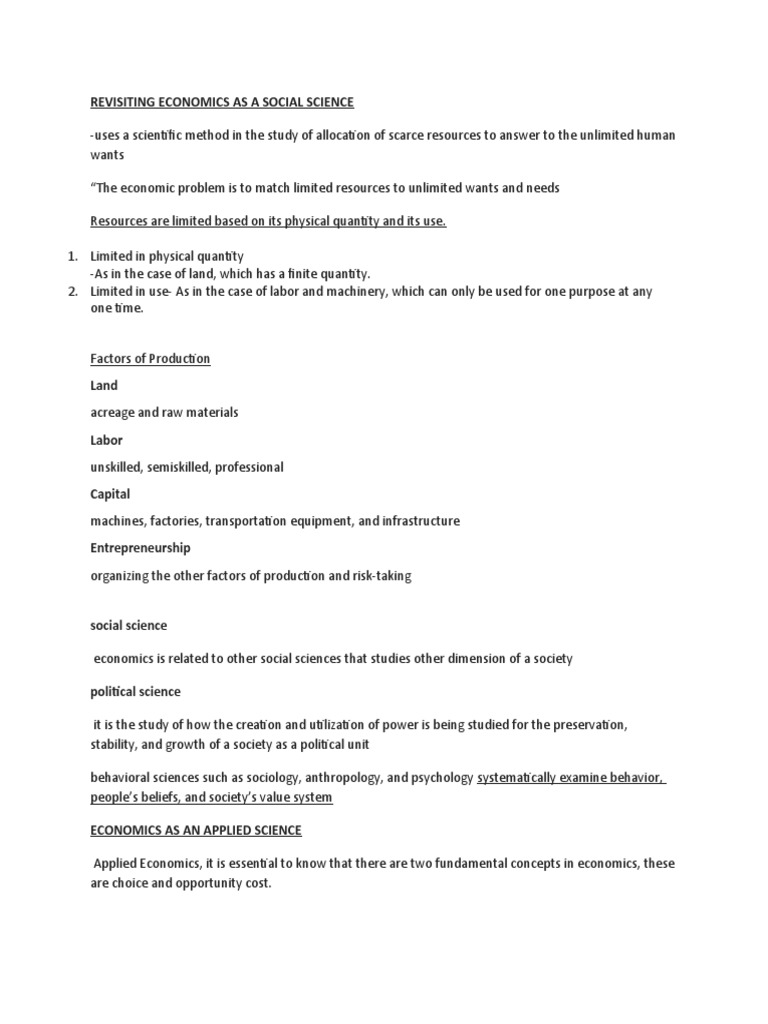 Revisiting Economics As A Social Science | PDF | Supply And Demand ...