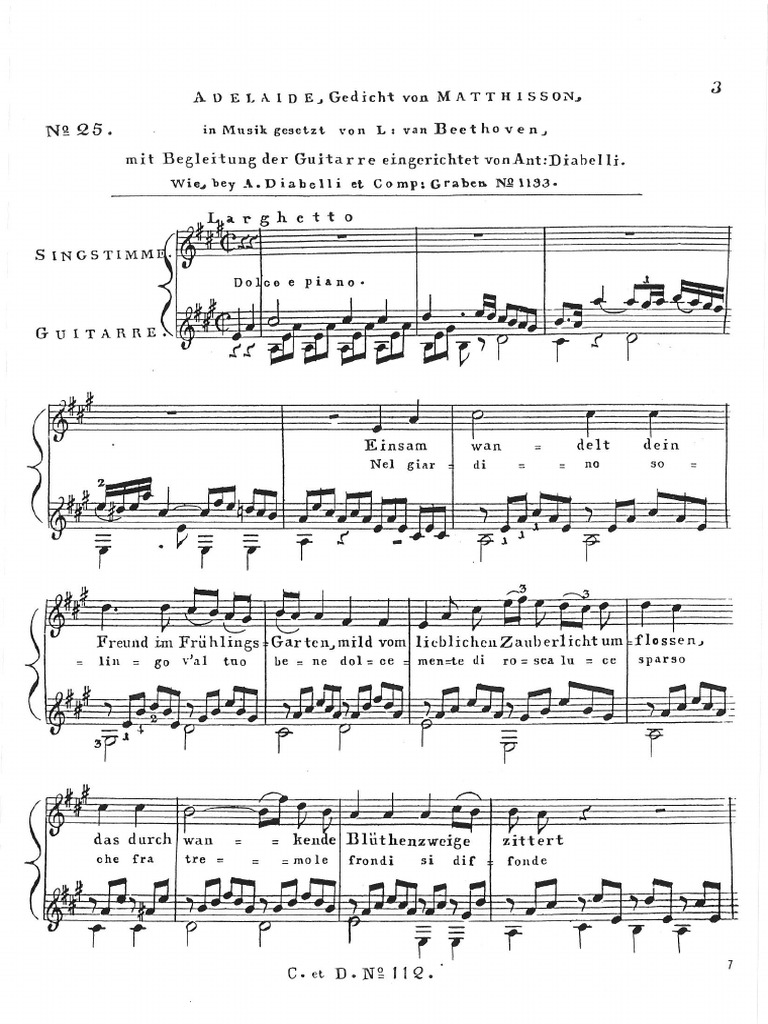 Adelaide Beethoven. Arr Guitar by Anton Diabelli | PDF