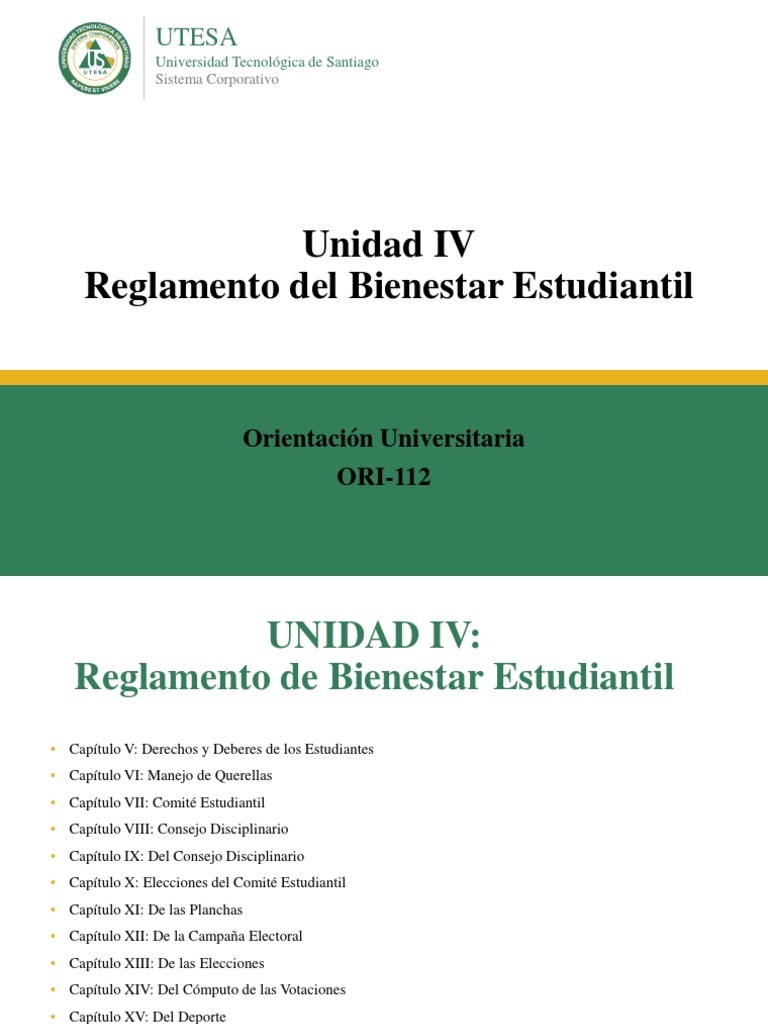 Unidad IV-Reglamento de Bienestar Estudiantil | PDF | Universidad ...