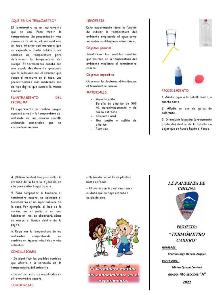 TERMOMETRO CASERO Ok | PDF | Termómetro | Temperatura